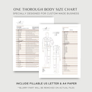 Men's Body Measurement Form PDF: Fillable Chart With Logo (US Letter ...