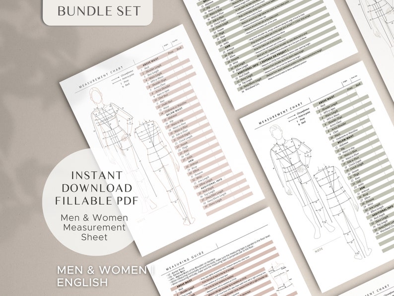 Printable Body Size Chart: Fillable Women and Men Measurement Form ...