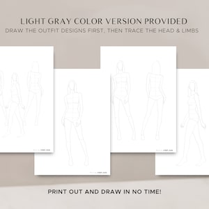 Slim Female Figure Croquis Template: Printable Fashion Illustration for ...