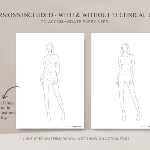 Fashion Croquis: Female Figure Drawing Template (PDF & PNG) - Includes ...