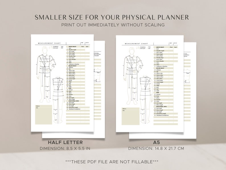 Printable Men Body Size Chart Pastel Fillable Men Measurement Form PDF ...