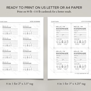 16 Printable Tags for Handmade Items With Care Instructions | Instant ...