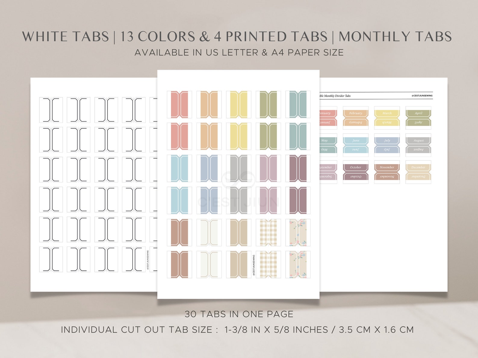 Printable Editable Tab Dividers Template Monthly Planner - Etsy
