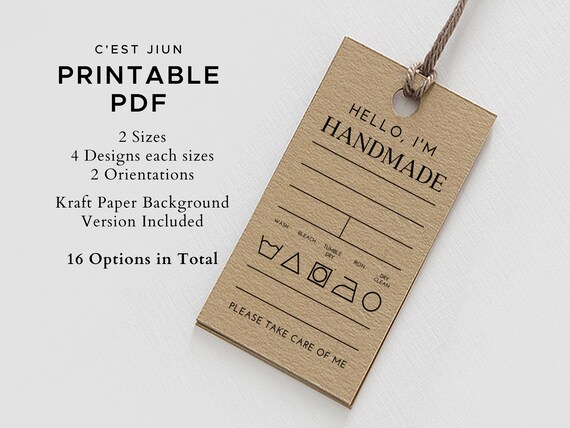 16 Printable Tags for Handmade Items With Care Instructions - Etsy