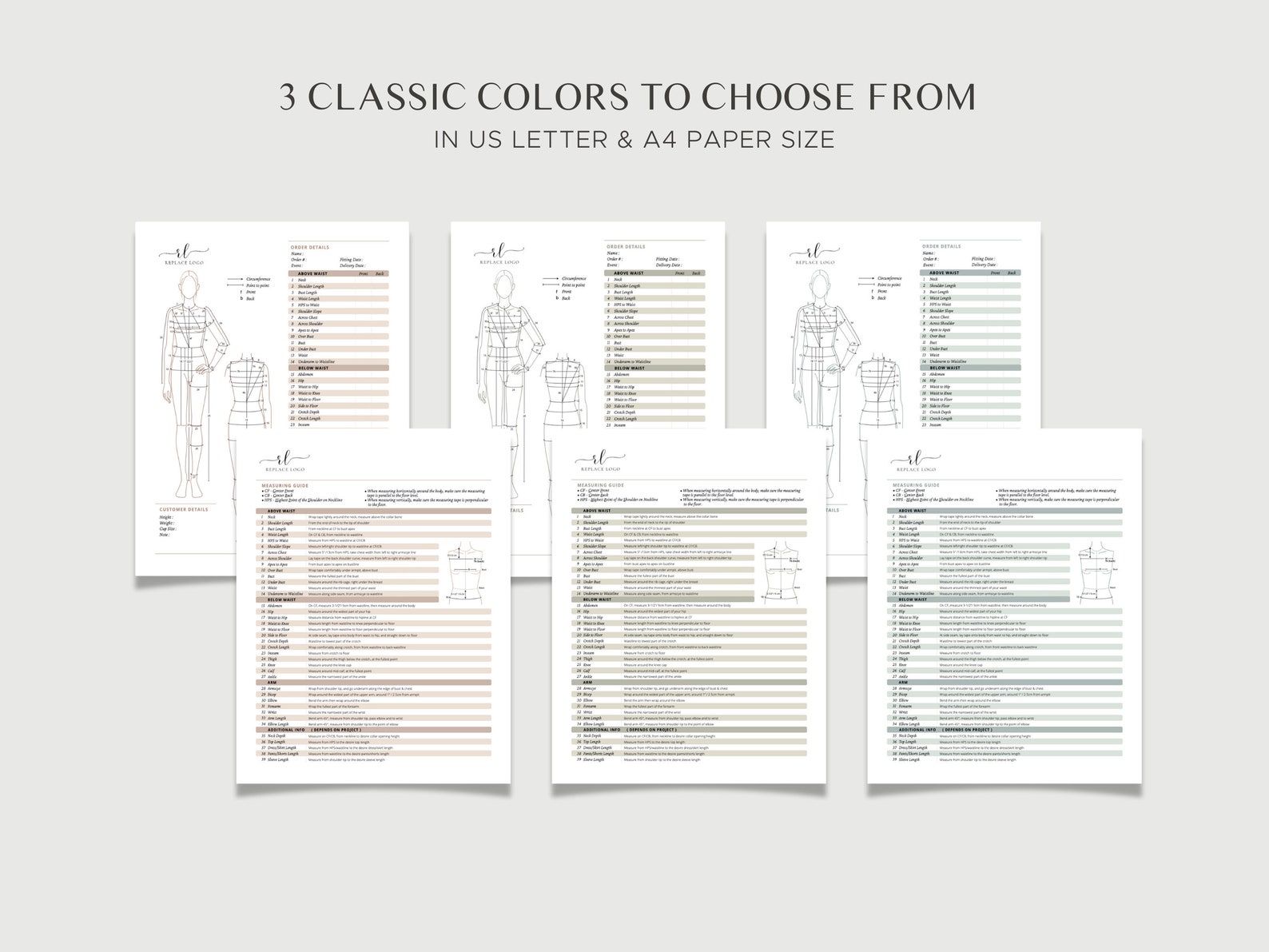 Printable Body Size Chart With Logo | Fillable Women Measurement ...