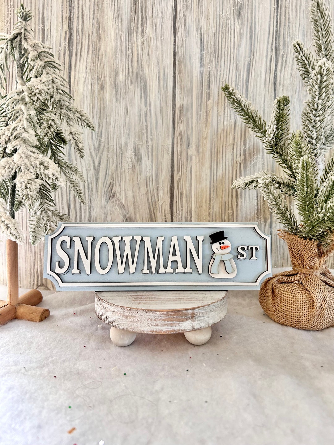 Winter Street Sign, Snowman Street Sign, Tiered Tray Decor, Christmas ...
