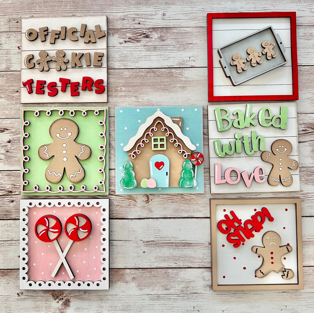 Gingerbread Leaning Ladder Tiles, Interchangeable Sign, Farmhouse ...