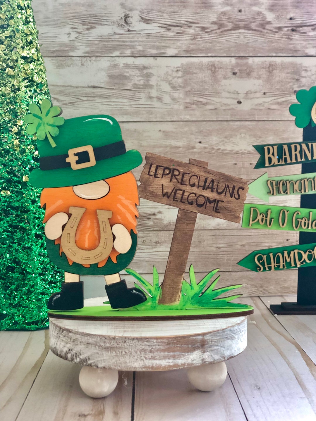 St Patricks Day Gnome / St Patricks Day Tier Tray / Leprechaun Gnome ...