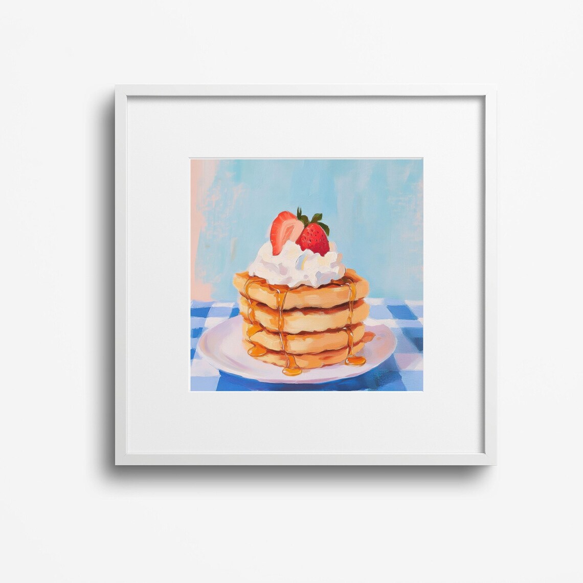 Stack of Waffles Art Painting Watercolor Breakfast Food Wall Decor Art ...
