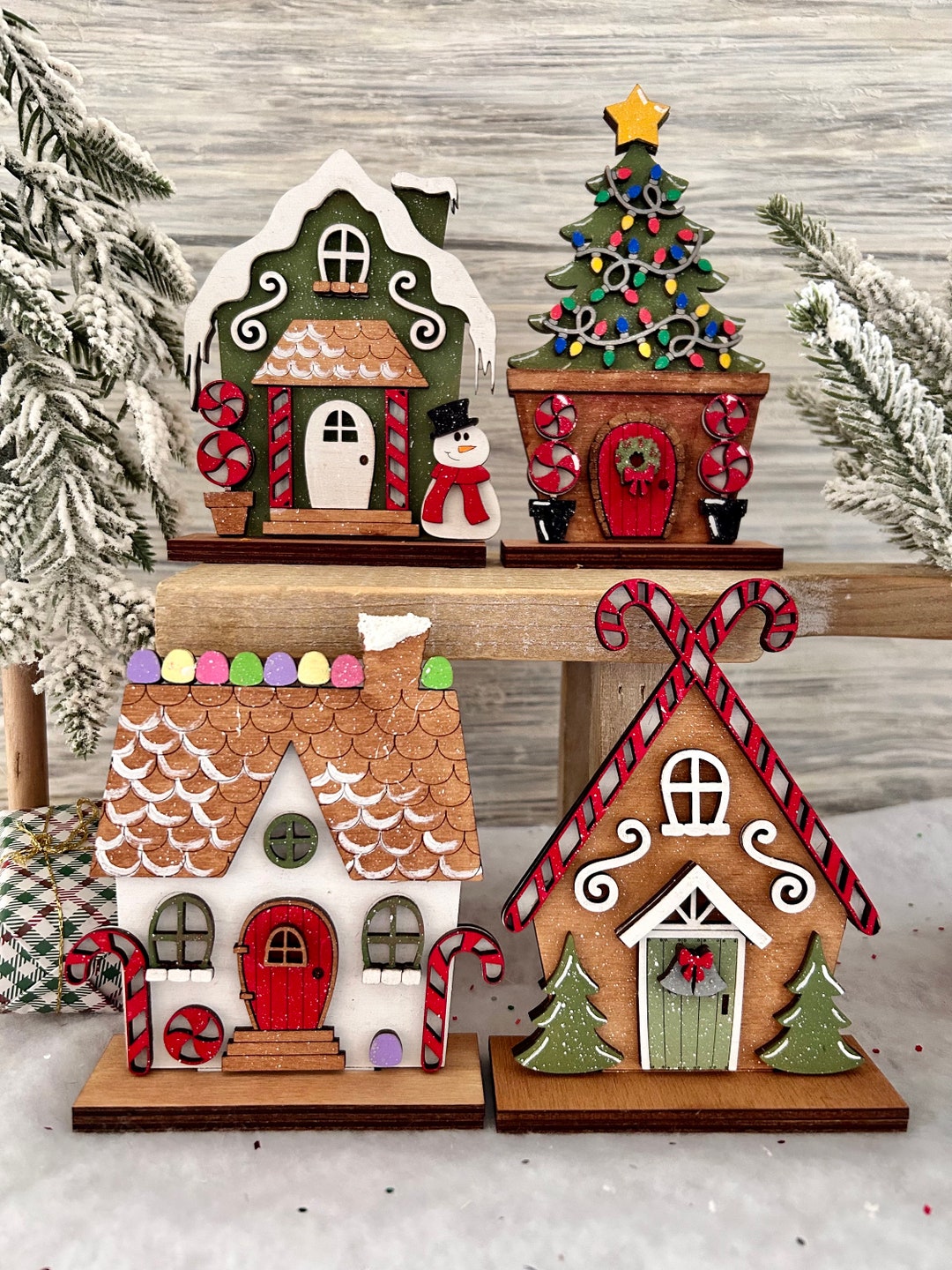 Gingerbread Christmas Village / Standing Christmas Cottages / Gumdrop ...