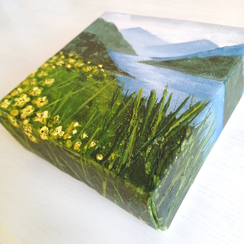 4x4 Original Artwork Acrylic Landscape Box Canvas | Etsy