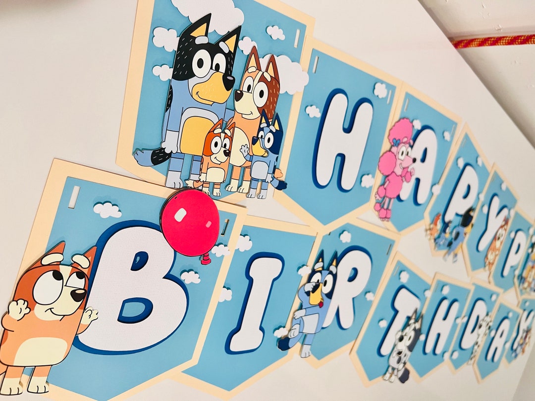Bluey Birthday Banner: Custom Cardstock Party Decor - Etsy