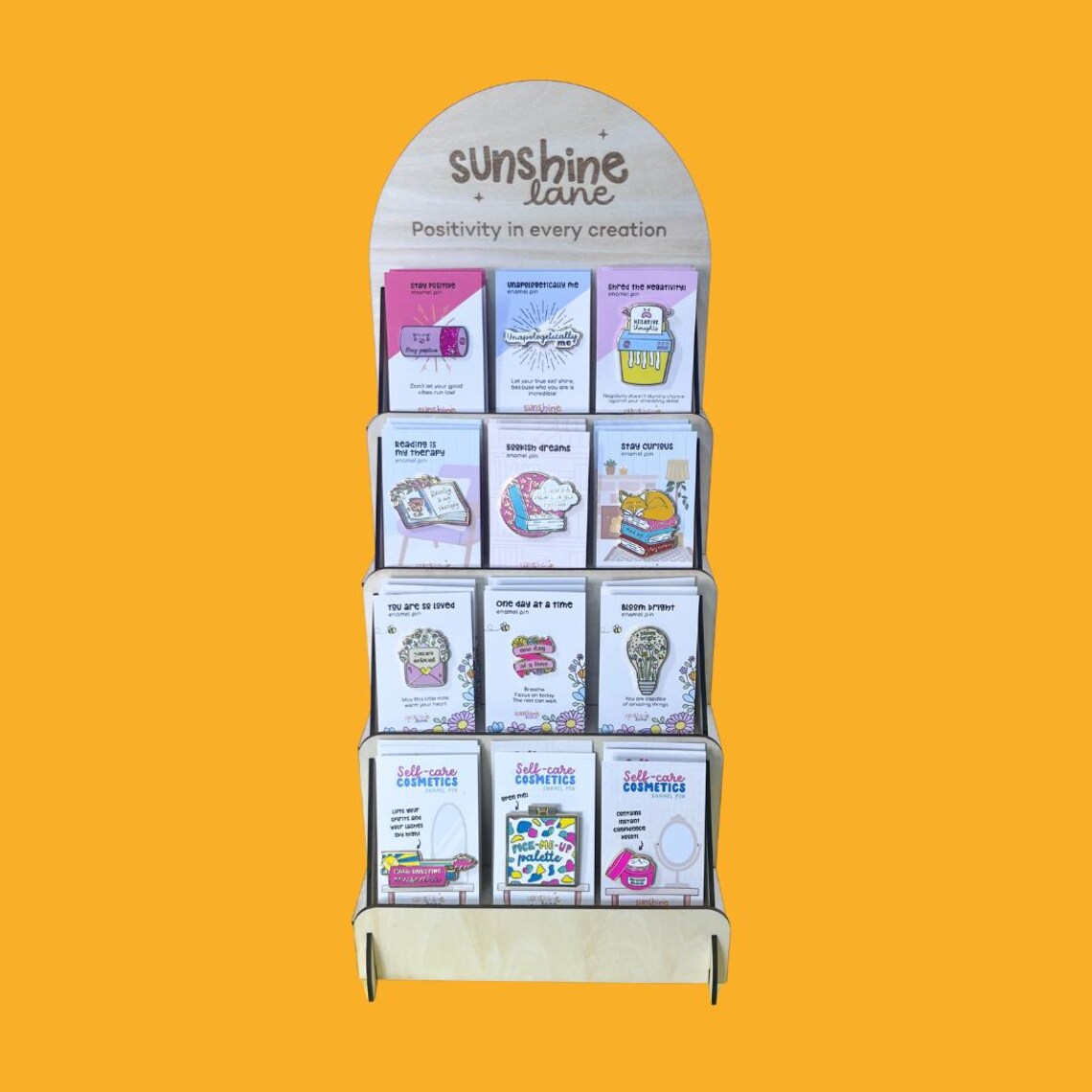 4 Tier Display Stand for Enamel Pins, Stickers, Badges & More - Easy to ...