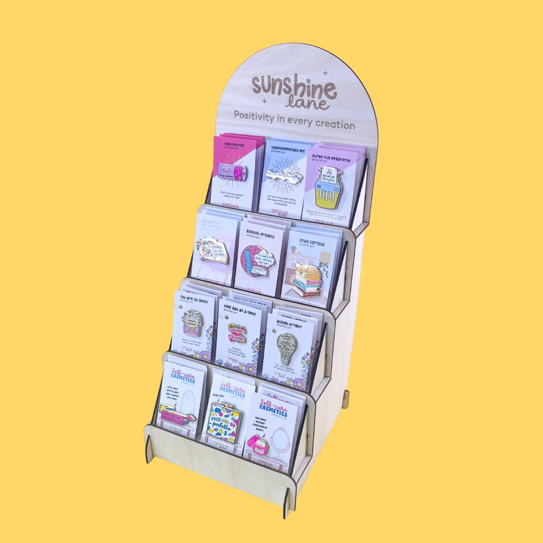 4 Tier Display Stand for Enamel Pins, Stickers, Badges & More - Easy to ...