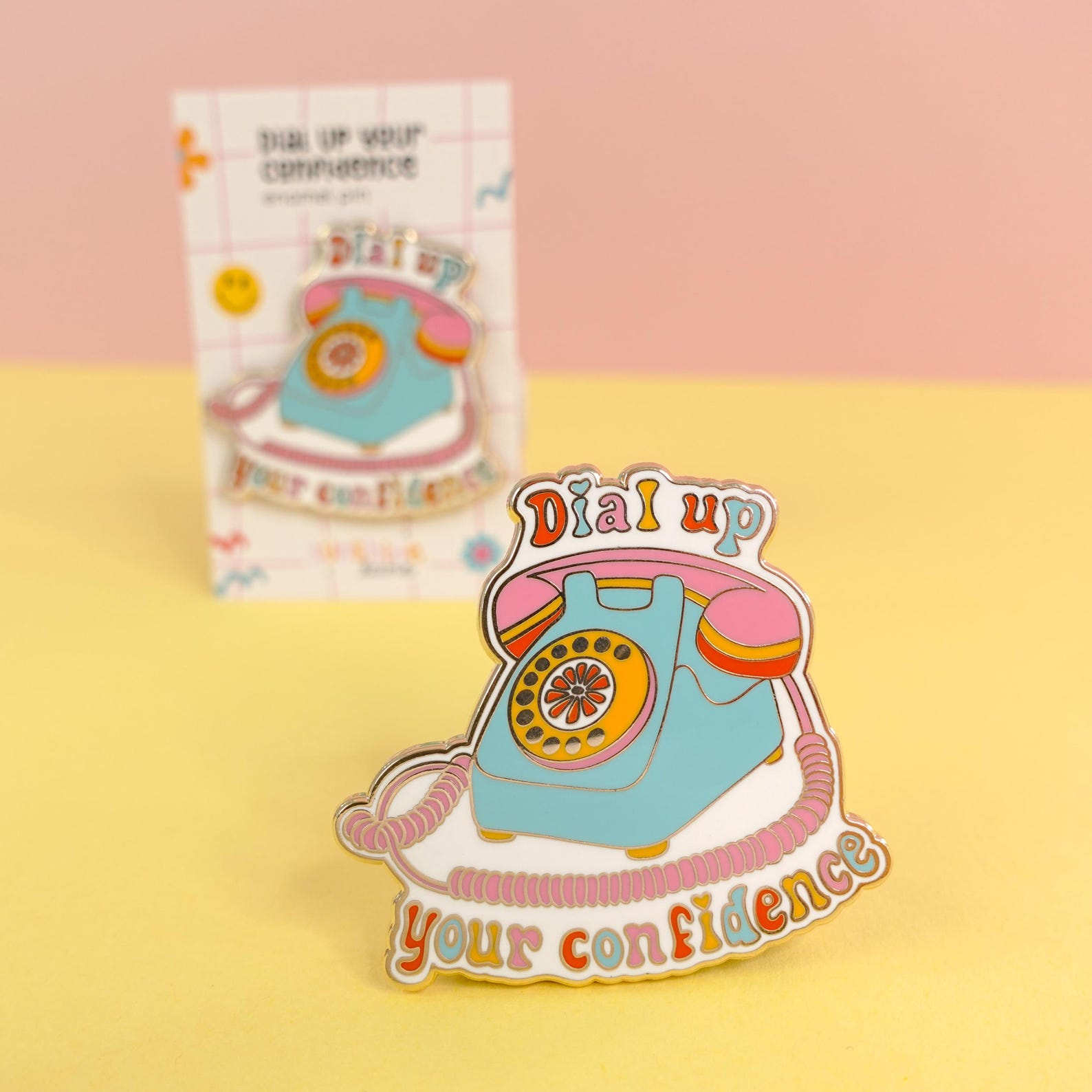 Dial up Your Confidence Retro Enamel Pin - Retro Rotary Phone Pin ...