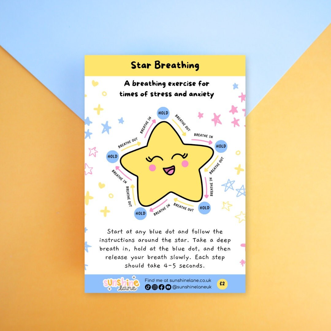 Star Breathing Sticker Sheet - Breathing Exercise for Stress Relief ...