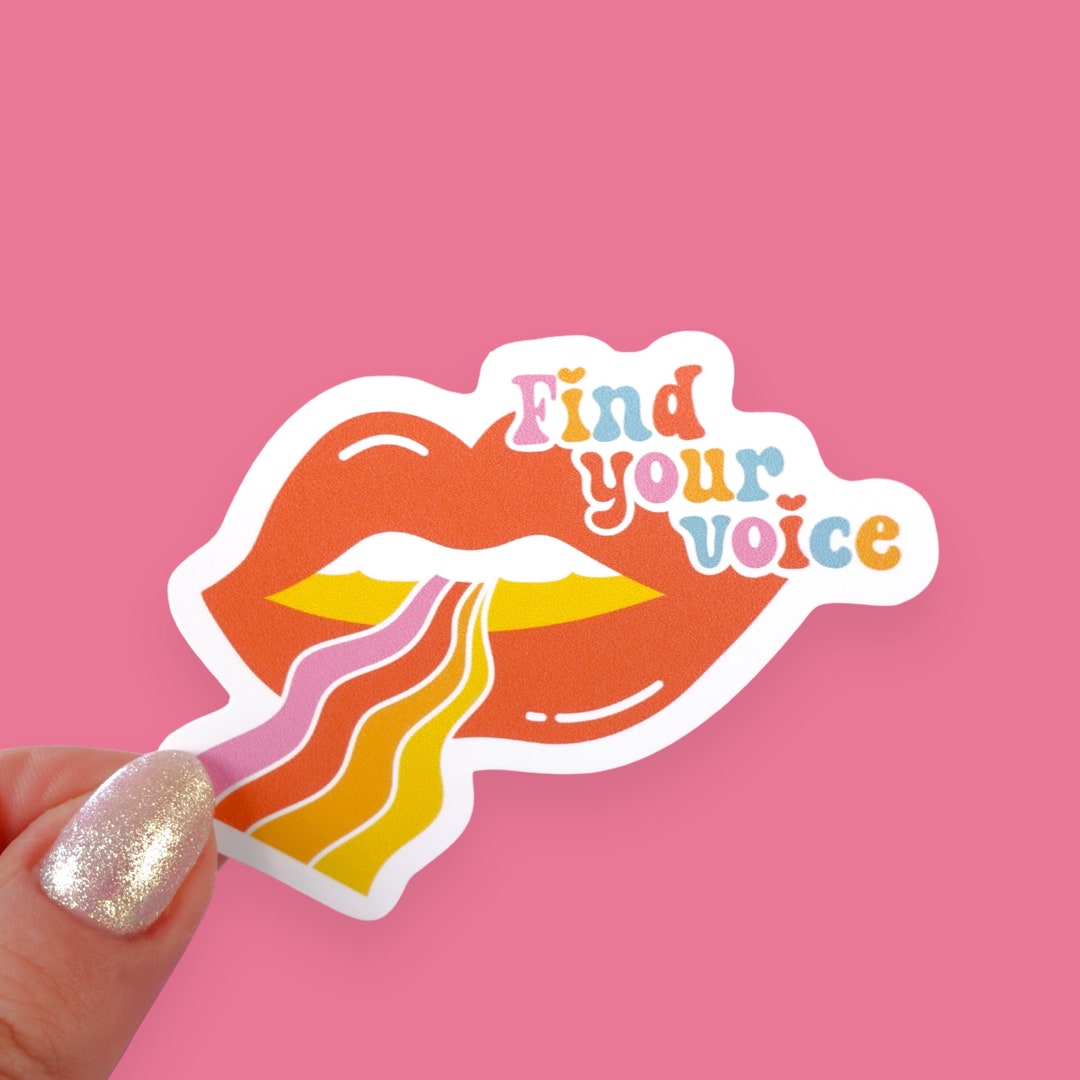 Find Your Voice Sticker - Red Yellow and Pink Retro Lips Sticker, Funky ...