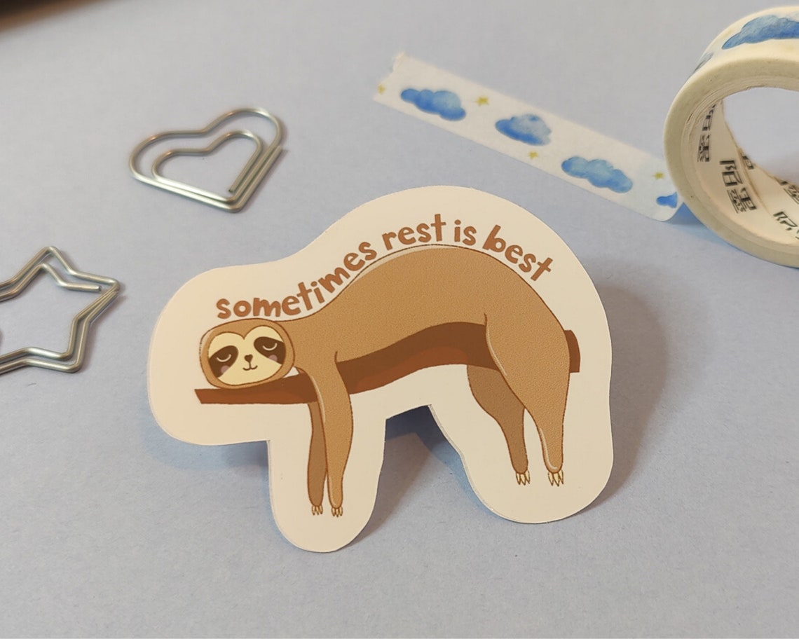 Cute Sloth Die Cut Sticker Mental Health Sticker Self Love - Etsy