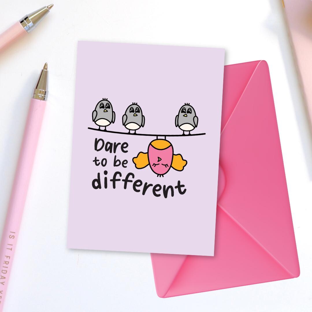 Dare to Be Different Greeting Card - Animal Pun Greetings Card, Stand ...