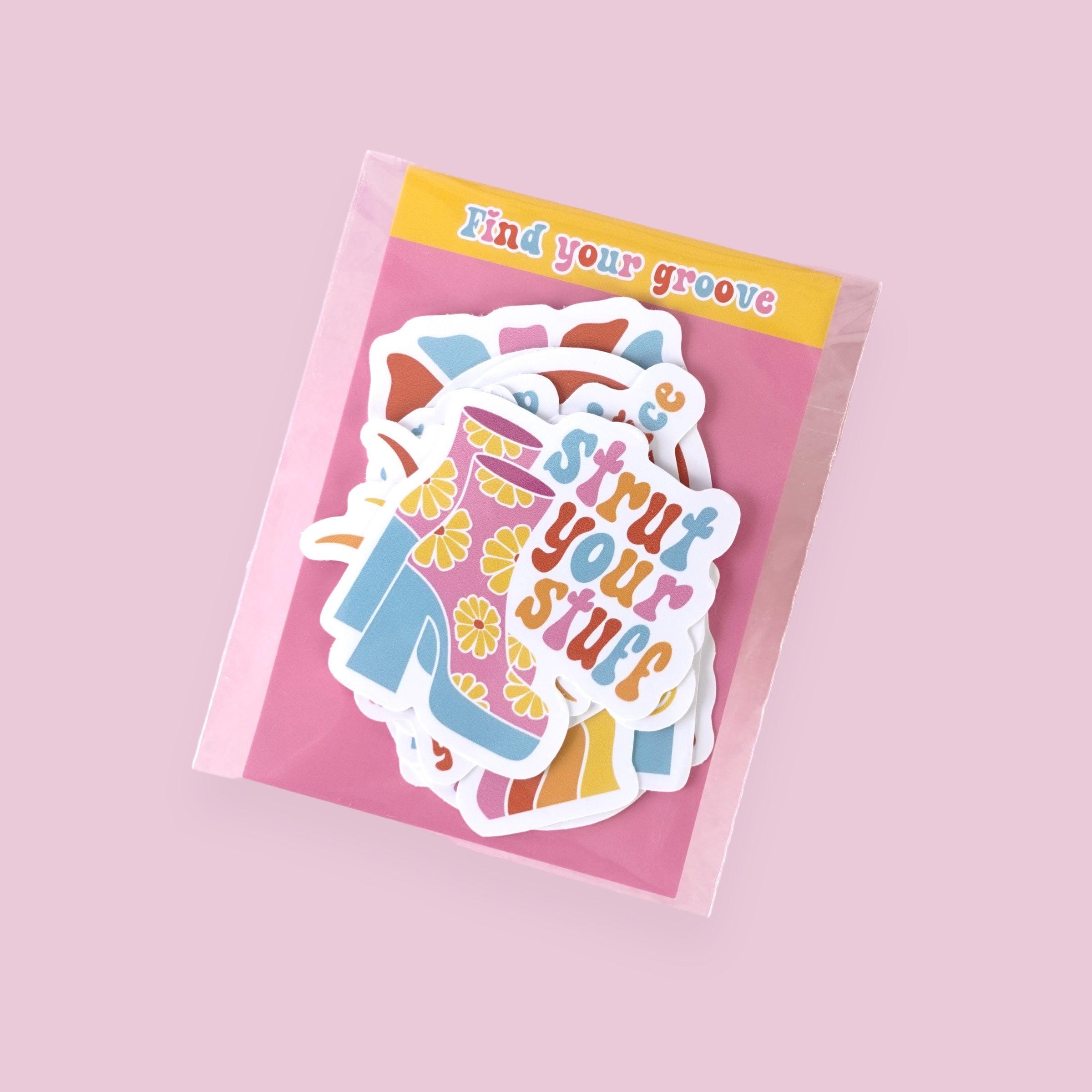 Find Your Groove Retro Sticker Pack - 8 Waterproof Stickers, Empowering ...