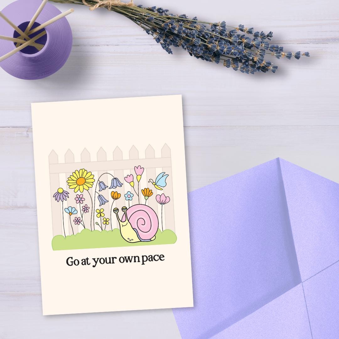 Go at Your Own Pace Greeting Card - Floral Greetings Card, Mental ...