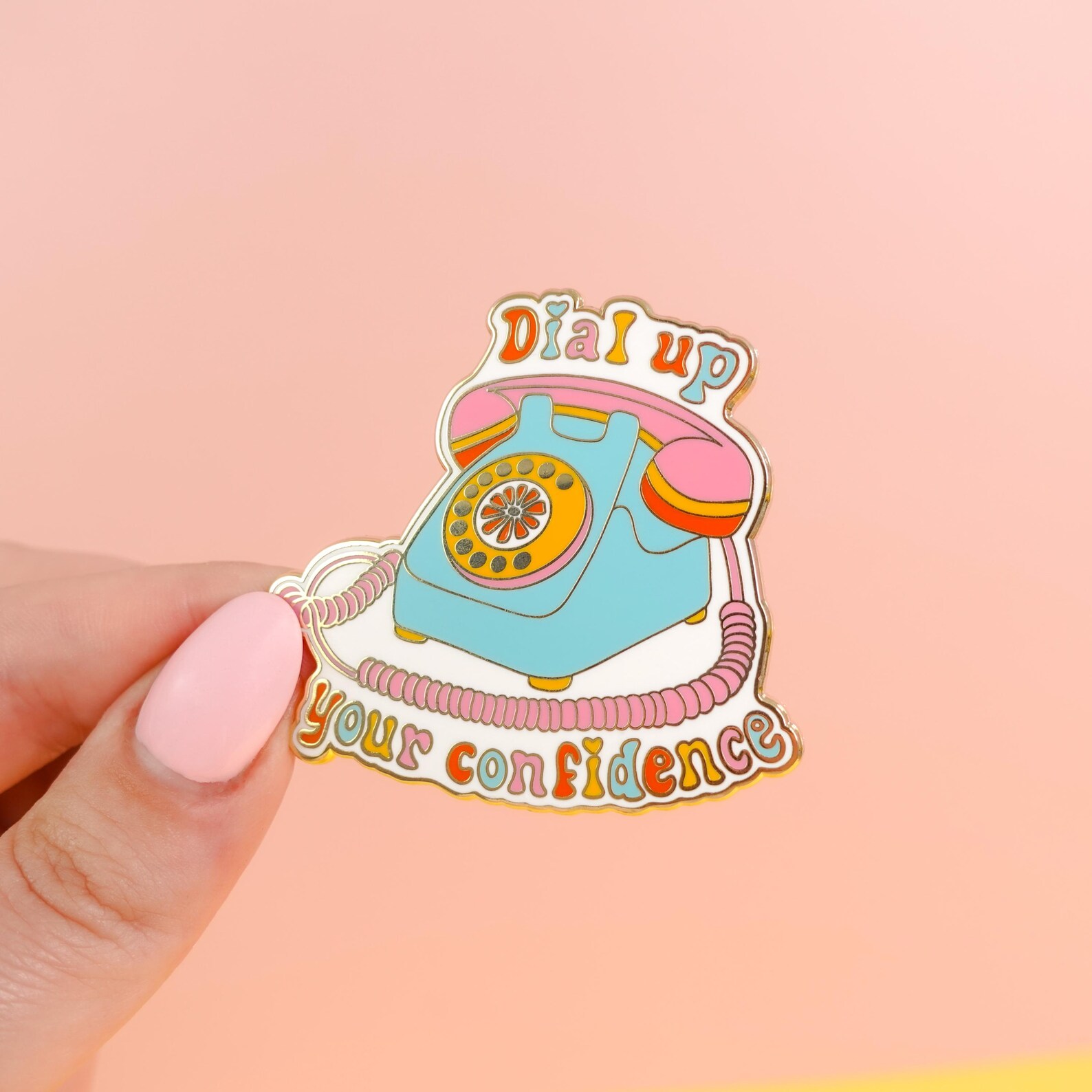Dial up Your Confidence Retro Enamel Pin Retro Rotary Phone Pin ...
