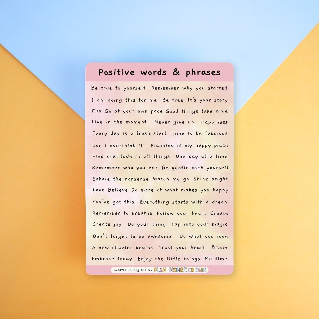 Positive Words and Phrases Sticker Sheet Planner Stickers - Etsy