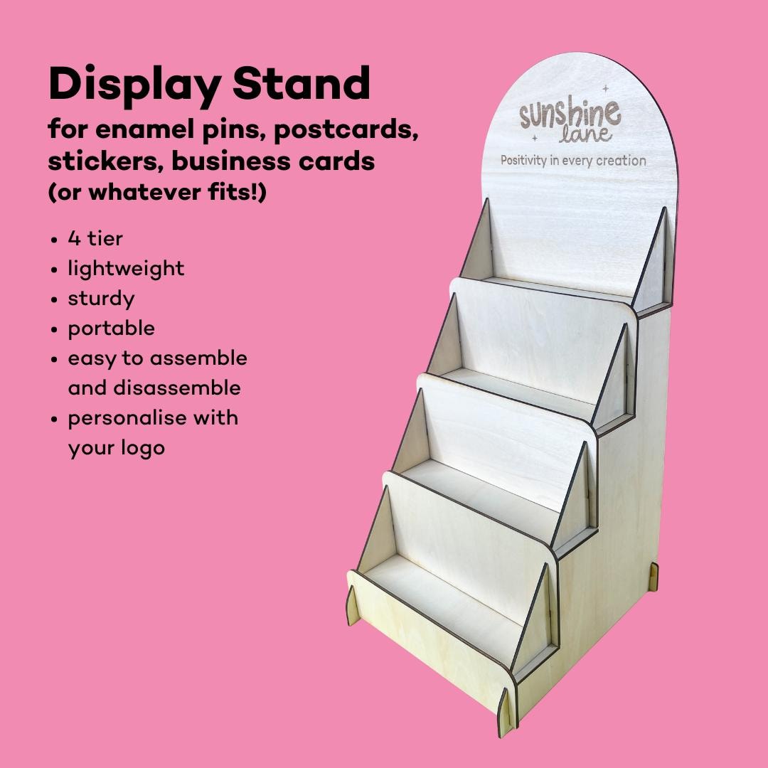 4 Tier Display Stand for Enamel Pins, Stickers, Badges & More - Easy to ...