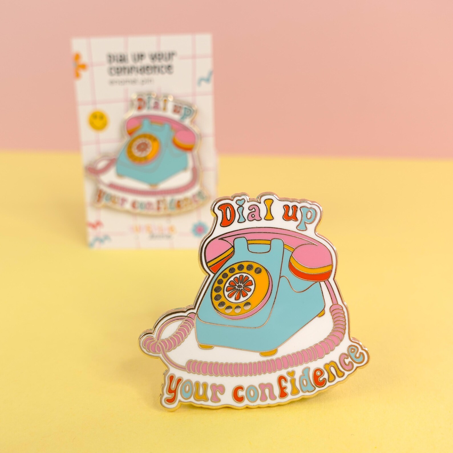 Dial up Your Confidence Retro Enamel Pin Retro Rotary Phone Pin ...