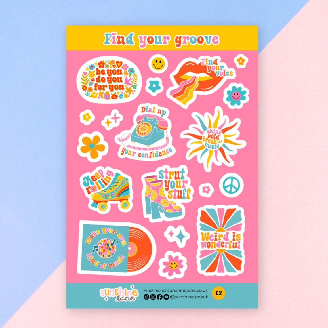 Find Your Groove Retro Sticker Sheet - Retro Stickers With Empowering ...