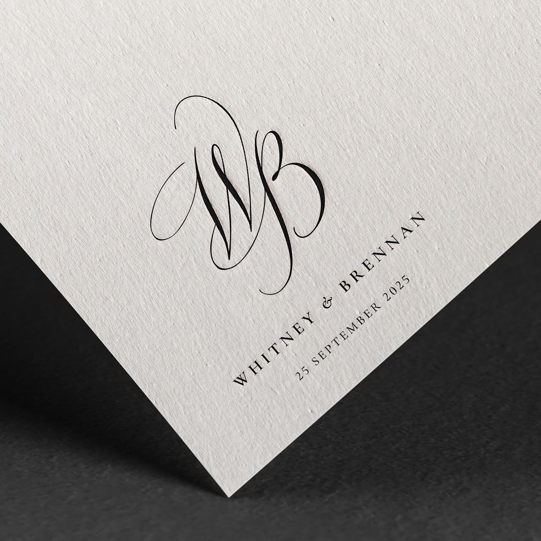 Calligraphy Wedding Logo Design: Personalized Couple Monogram - Etsy