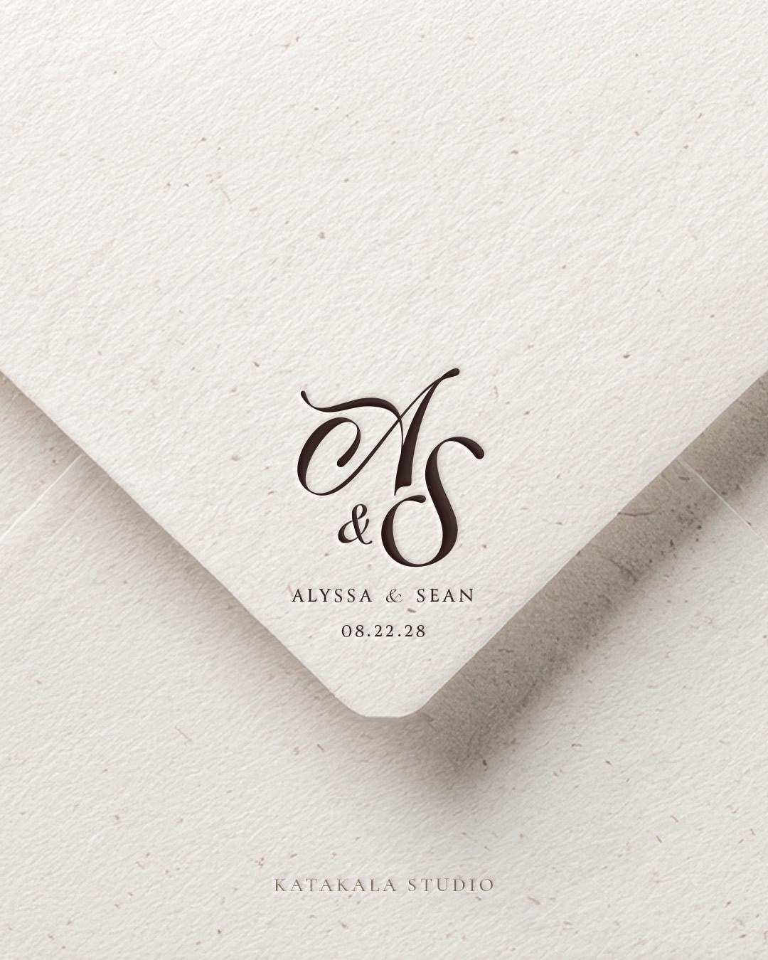 Wedding Monogram, Initials Logo, Elegant Script Wedding Logo (digital ...