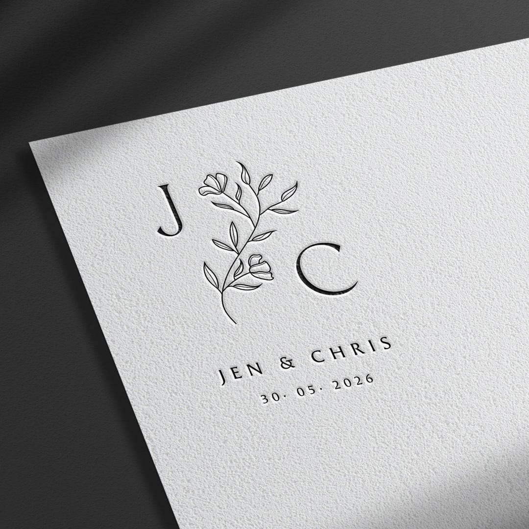 Premade Logo Design • Wedding Floral Monogram • Modern Floral Couple ...