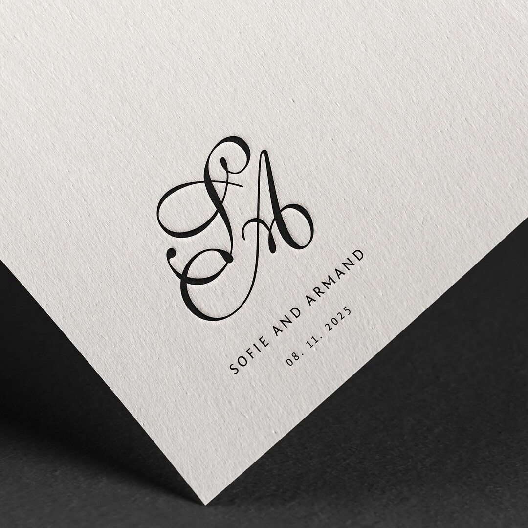Premade Monogram • Elegant Bride Groom Monogram • Modern Luxury Wedding ...