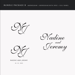 Elegant Wedding Monogram Logo Design: Modern Couple Initials (digital ...
