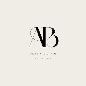 Modern Couple Monogram Logo Design: Minimalist Wedding Initial (premade ...