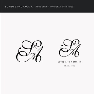 Elegant Wedding Monogram Logo Design: Modern Couple Initials (digital ...