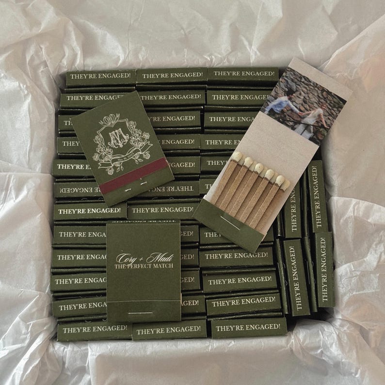 FULLY CUSTOMIZABLE MATCHBOOKS Wedding Matchbook, Bridal Shower, Favor ...