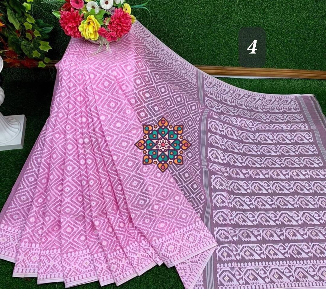Handloom Jamdani Saree Soft Jamdani All Body Work Cotton - Etsy