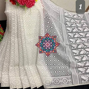 Handloom Jamdani Saree Soft Jamdani All Body Work Cotton - Etsy