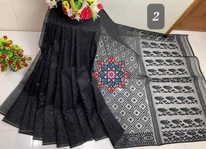 Handloom Jamdani Saree Soft Jamdani All Body Work Cotton - Etsy