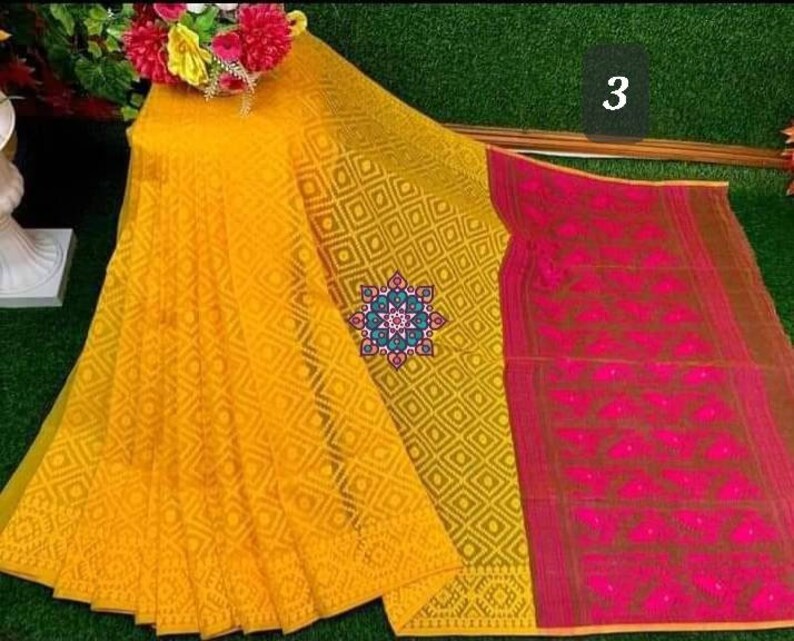 Handloom Jamdani Saree Soft Jamdani All Body Work Cotton - Etsy