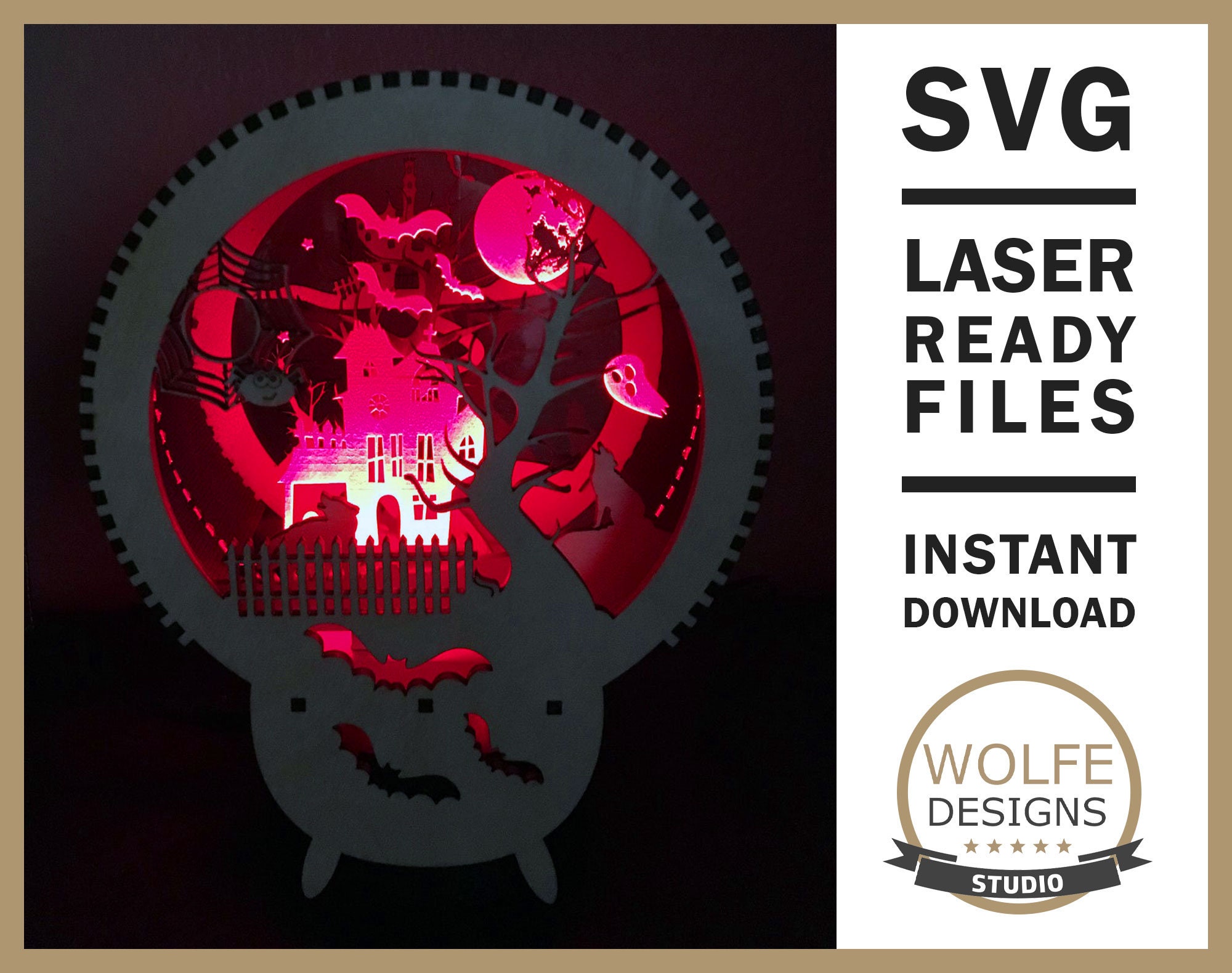 Halloween 3-D LED Shadow Box Laser Vector File 1/8 Materials - Etsy