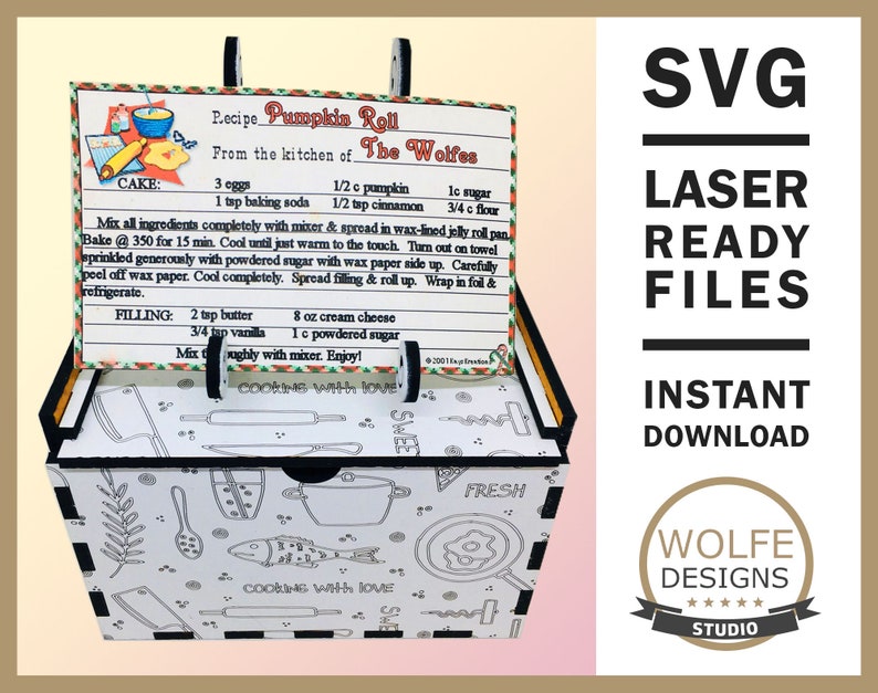 Fun Recipe Box With Recipe Card Holder SVG File Glowforge Ready - Etsy