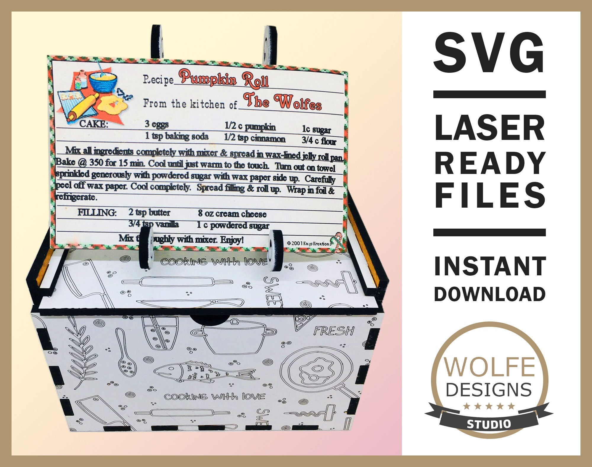 Fun Recipe Box With Recipe Card Holder SVG File Glowforge Ready - Etsy