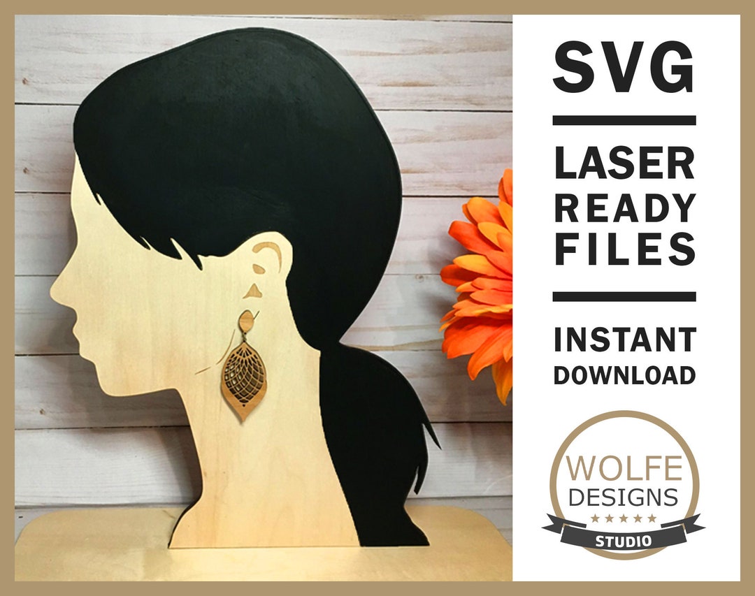 Life Size Head Model for Displaying Earrings SVG Vector PDF File Laser ...