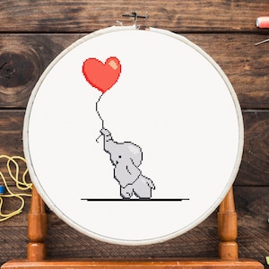 PDF Pattern: Cute Elephant and Balloon Nursery Cross Stitch - Etsy