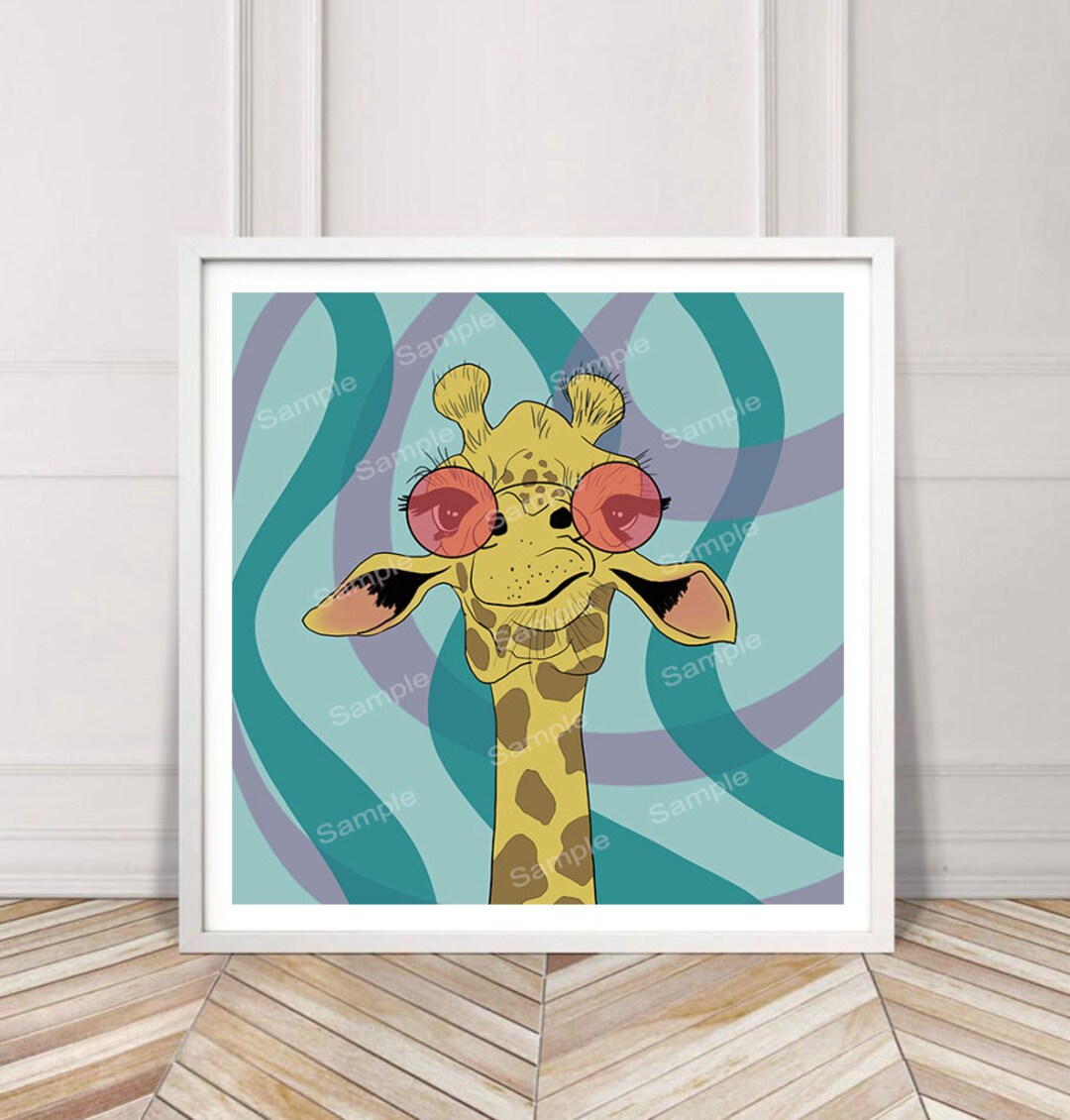 Groovy Giraffe Print, Printable From Original Digital Painting, Instant ...