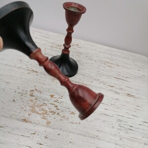 Set of 2 Small Metal Candlestick, Carved Braun Candlestick, Mini ...