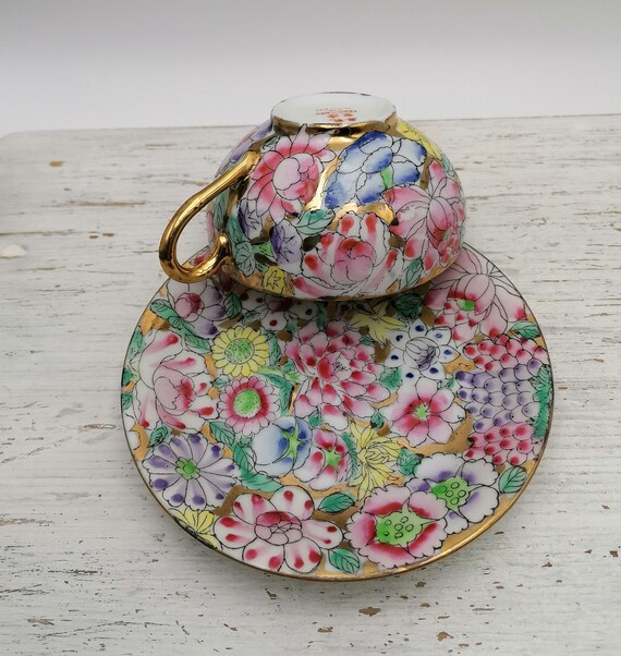 Chinese Macau Tea Set Macau Thousand Flowers Hand Painting | Etsy